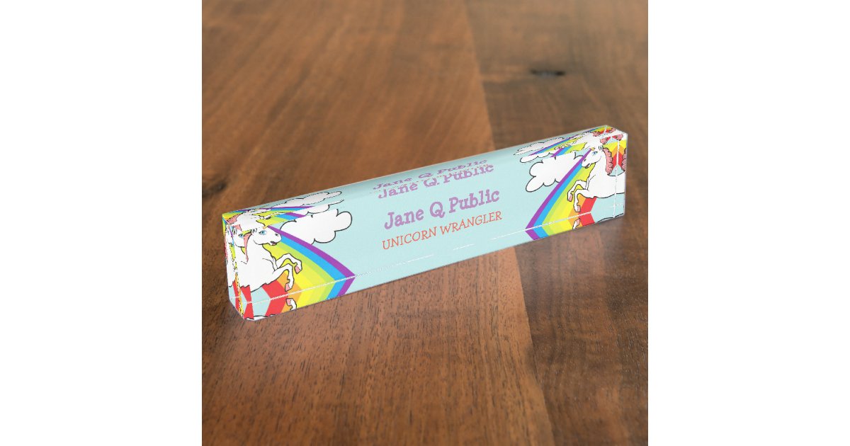 Unicorn Rainbow Nameplate | Zazzle