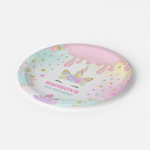 Unicorn Slime Birthday Paper Plate Slime Party | Zazzle
