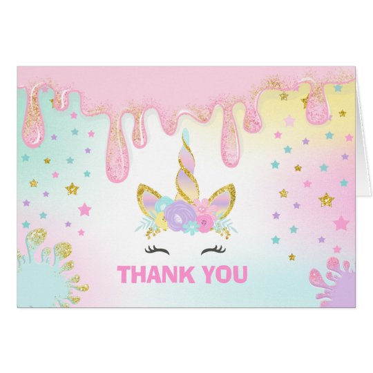 Unicorn Slime Thank You Card Unicorn Slime Party | Zazzle.com