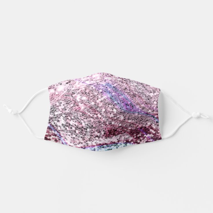 Unicorn Soft Blush Pink Glitter Pattern Sparkling Adult Cloth Face Mask ...