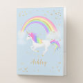 Unicorn theme folder | Magical Blue & Gold | Zazzle
