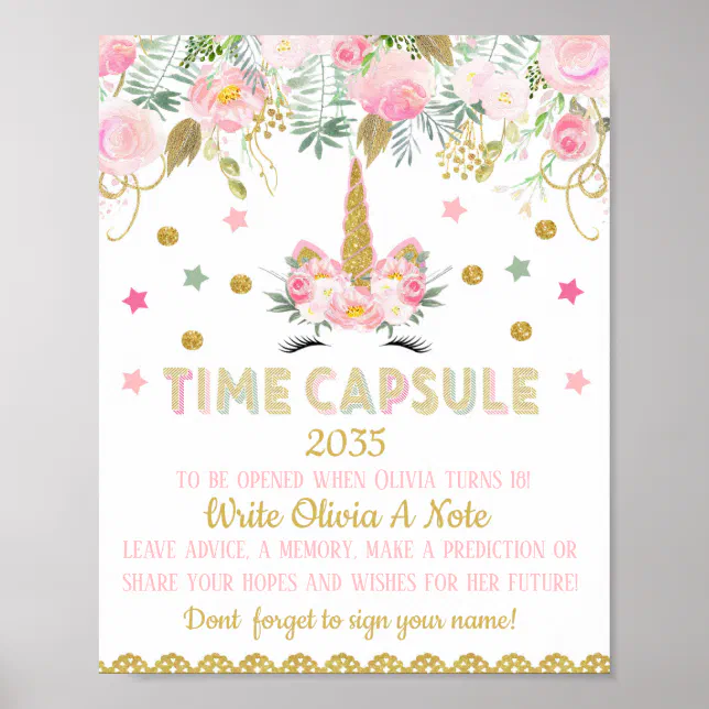 Unicorn Time Capsule Poster | Zazzle