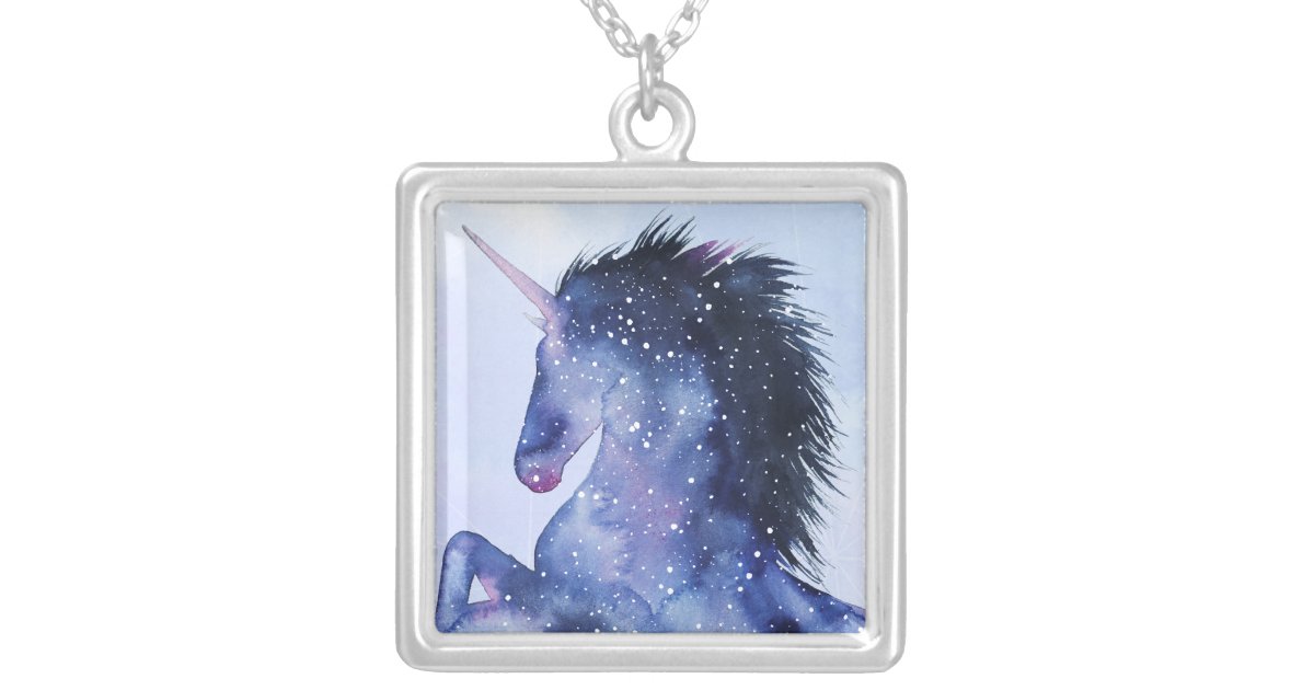 Unicorn Universe - Cosmic Silver Plated Necklace | Zazzle