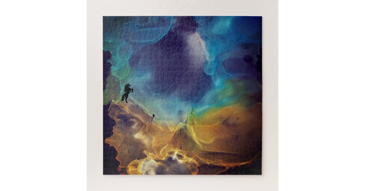 Unicorn Watcher Space Nebula Alcohol ink art Jigsaw Puzzle | Zazzle