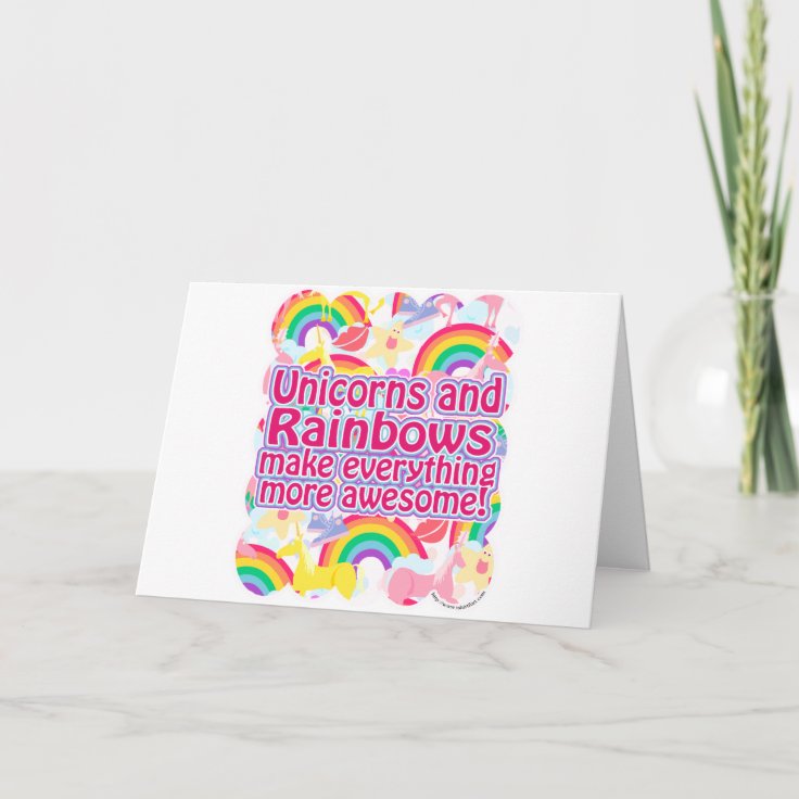 Unicorns and Rainbows Card | Zazzle