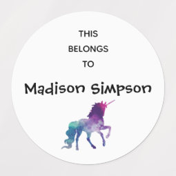 Unicorns, Rainbows, Flowers - Kid's Labels | Zazzle