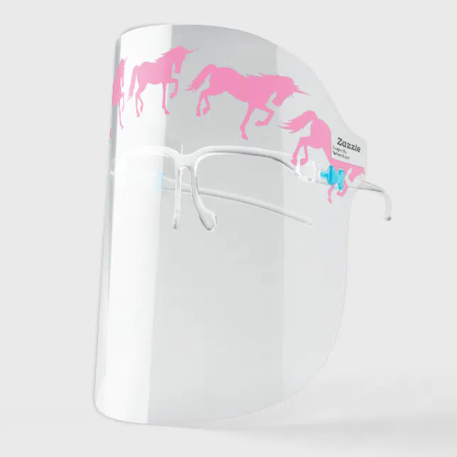 Unicorns Silhouettes Pink Girls Face Shield | Zazzle