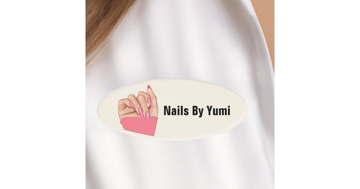 Uniform Nail Artist Manicurist Salon Beauty Name Tag | Zazzle