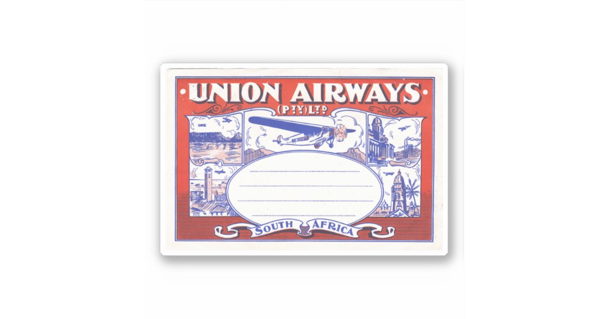 Union Airways South Africa Sticker | Zazzle