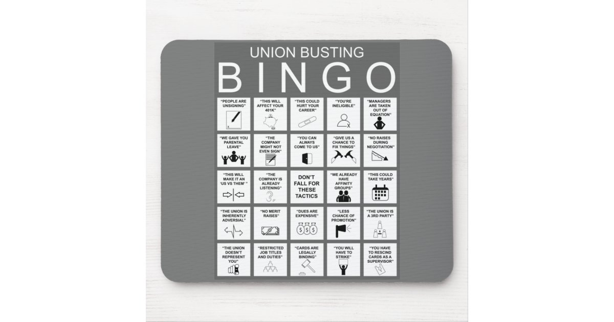 Union Busting Bingo Mouse Pad | Zazzle