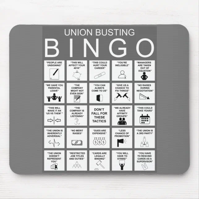 Union Busting Bingo Mouse Pad | Zazzle