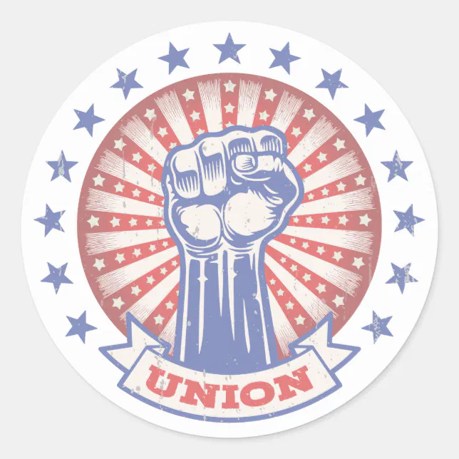 Union Fist 817 Classic Round Sticker | Zazzle