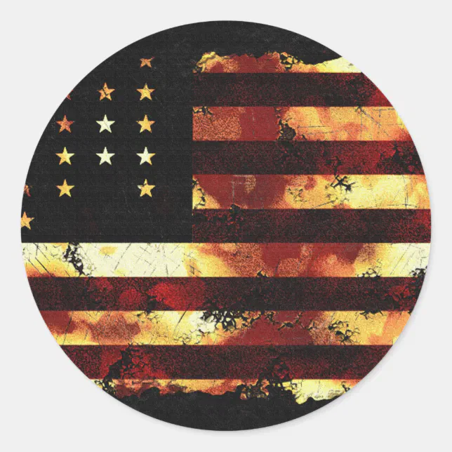 Union Flag, Civil War, Stars and Stripes, USA Classic Round Sticker ...