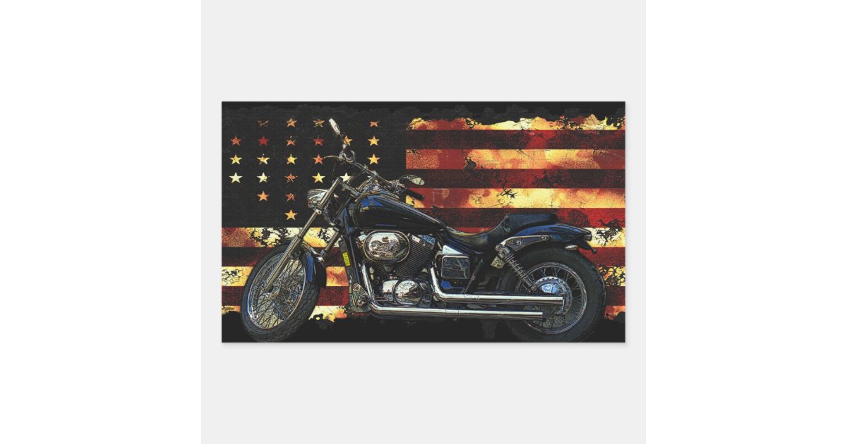 Union Flag, Stars and Stripes, Motorcycle Rectangular Sticker | Zazzle