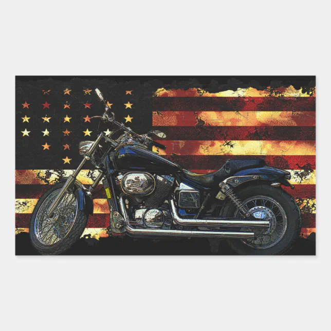 Union Flag, Stars and Stripes, Motorcycle Rectangular Sticker | Zazzle