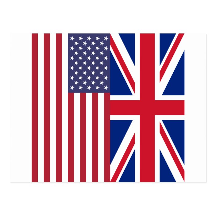 Union Jack And United States of America Flags Postcard | Zazzle.com