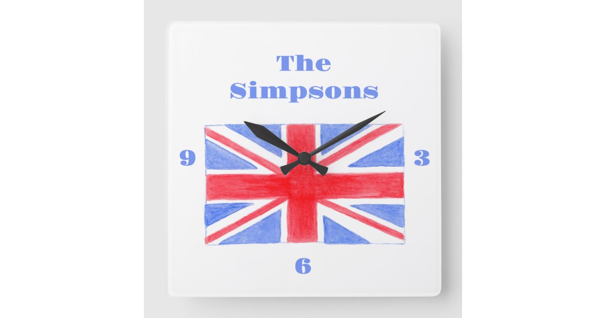 Union Jack British Flag Britannia Square Wall Clock | Zazzle
