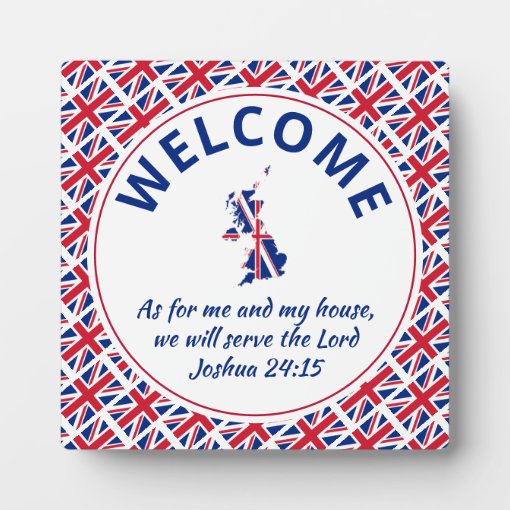 UNION JACK Christian Welcome Plaque | Zazzle