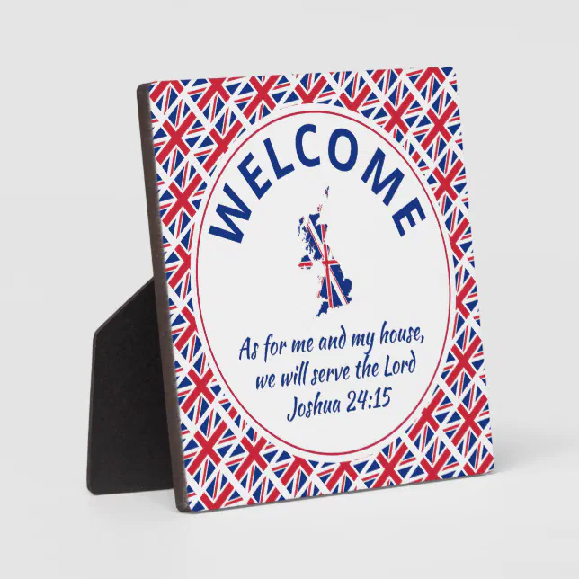 UNION JACK Christian Welcome Plaque | Zazzle