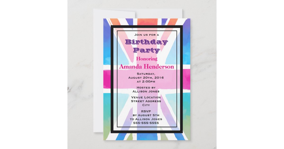 Union Jack Flag Birthday Party Invitation | Zazzle
