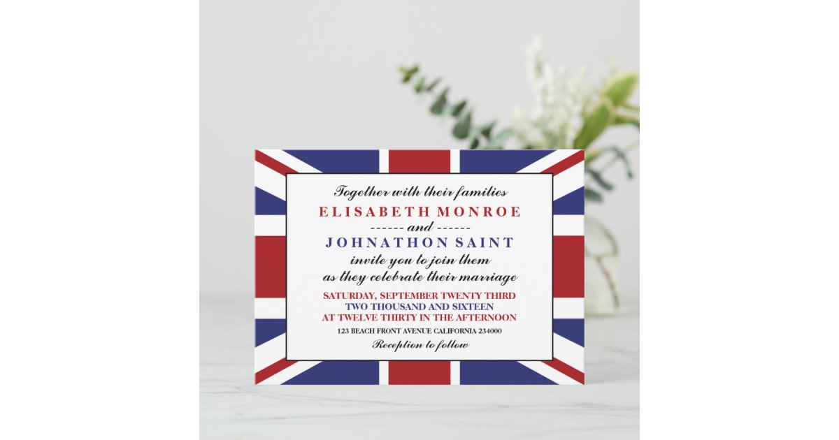 Union Jack Flag British Wedding Invitation | Zazzle