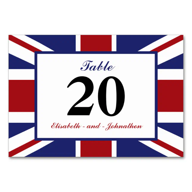 Union Jack Flag British Wedding Table Number | Zazzle