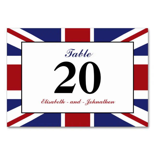 Union Jack Flag British Wedding Table Number | Zazzle