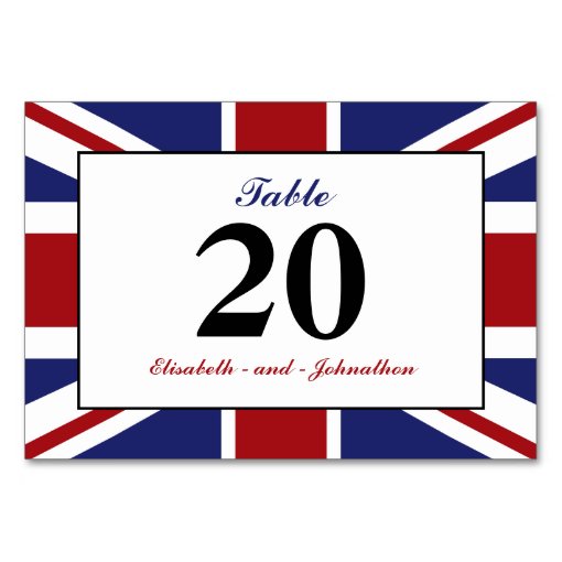 Union Jack Flag British Wedding Table Number | Zazzle