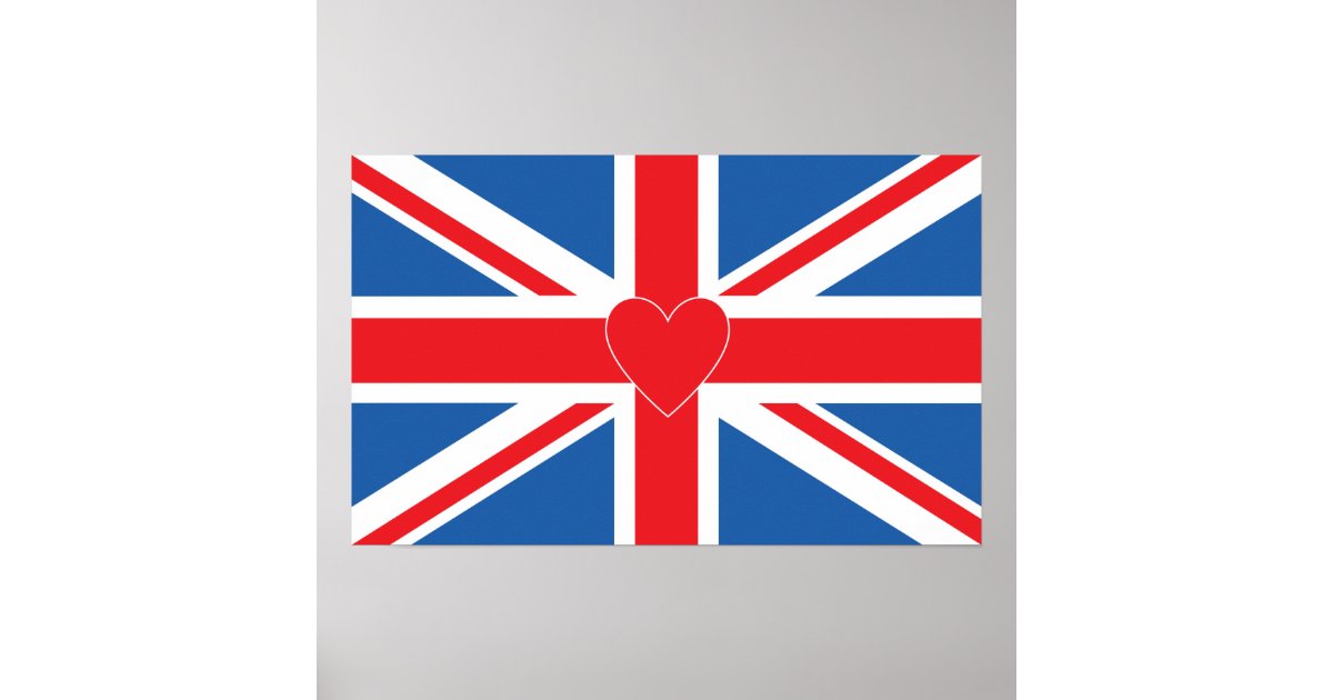 Union Jack Flag & Heart Poster | Zazzle