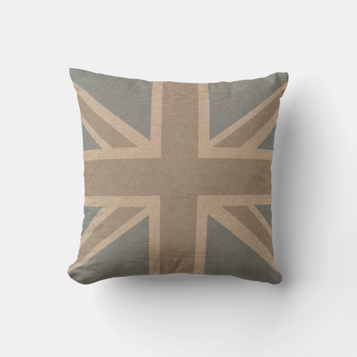 Union Jack Flag in Pale Blue and Grey Throw Pillow | Zazzle
