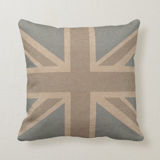Union Jack Flag in Pale Blue and Grey Throw Pillow | Zazzle.com