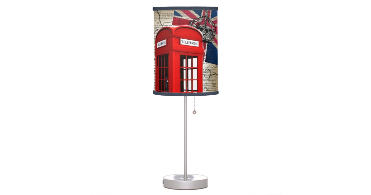 union jack flag jubilee crown red telephone booth table lamp | Zazzle