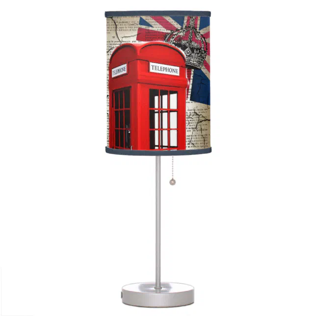 union jack flag jubilee crown red telephone booth table lamp | Zazzle