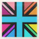 Union Jack/Flag Multicolored+Black Design Glass Coaster | Zazzle