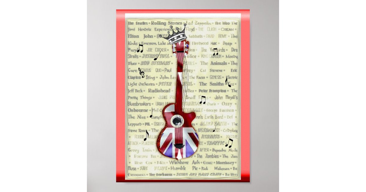 Union Jack Guitar British Rock Music Theme Poster | Zazzle
