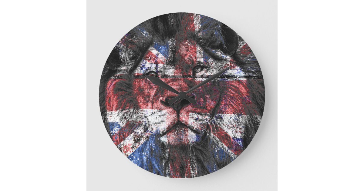 Union Jack Lion Large Clock | Zazzle