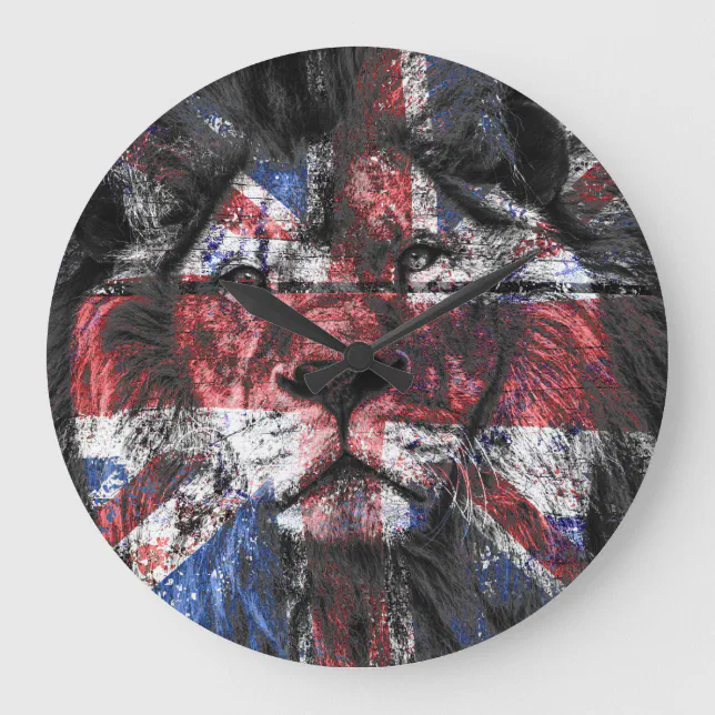 Union Jack Lion Large Clock | Zazzle