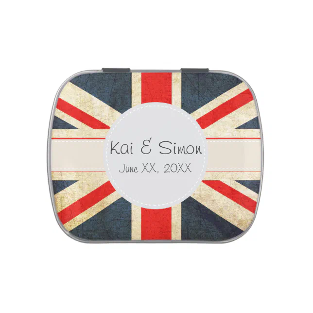 Union Jack Monogram Wedding Favor Filled Candy Tin | Zazzle