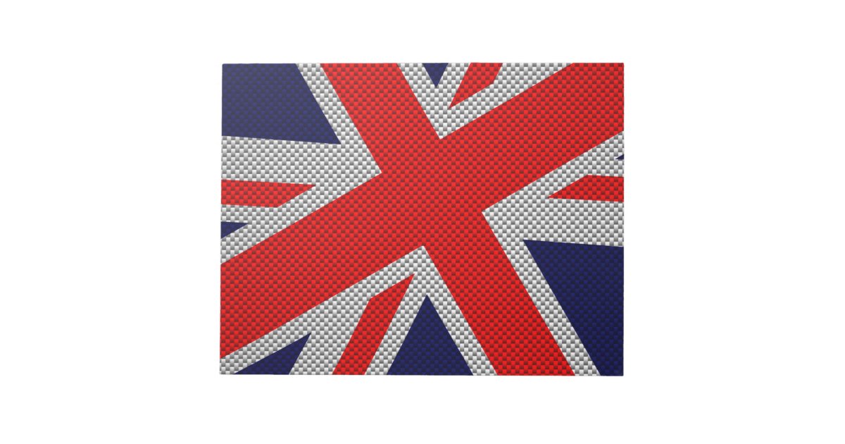 Union Jack on Carbon Fiber Style Print Notepad | Zazzle