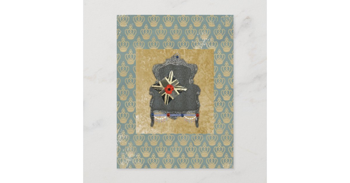 Union Jack Queen Anne Chair Poppy Postcard | Zazzle