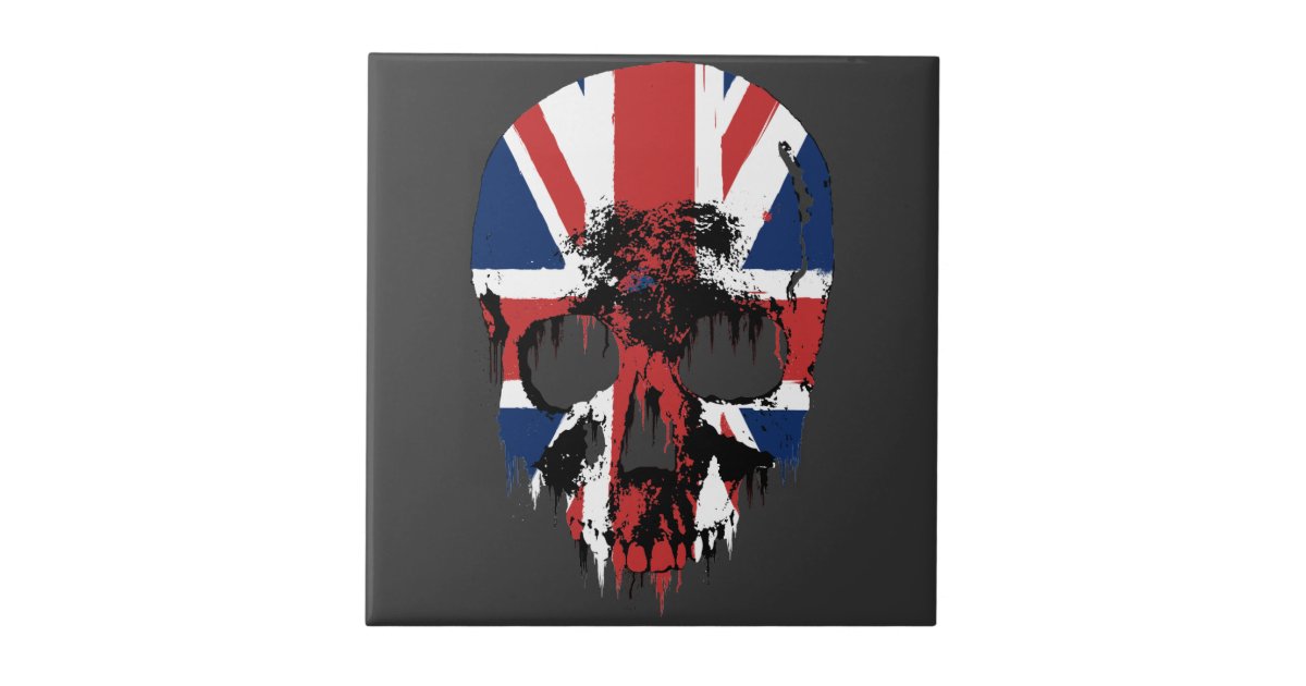 Union Jack skull Ceramic Tile | Zazzle
