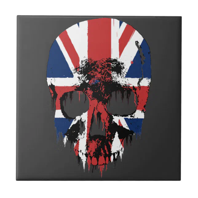 Union Jack skull Ceramic Tile | Zazzle