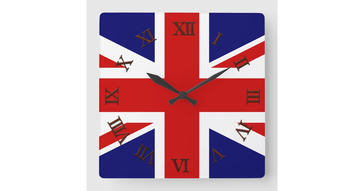 Union Jack Square Wall Clock | Zazzle