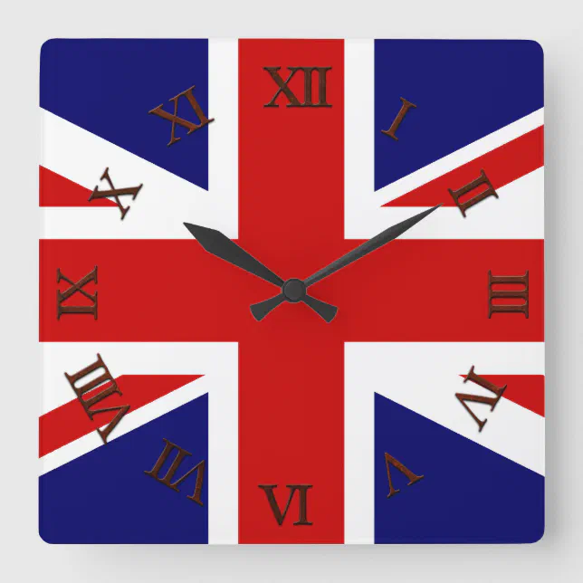 Union Jack Square Wall Clock | Zazzle