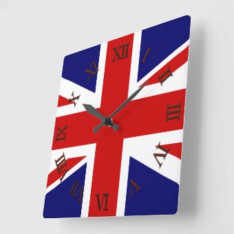 Union Jack Square Wall Clock | Zazzle