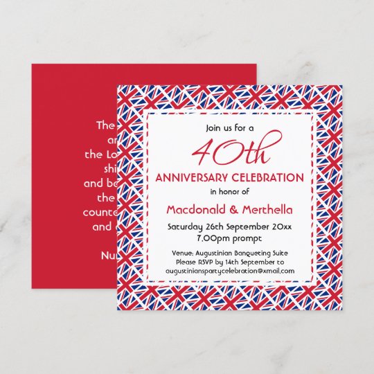 UNION JACK UK FLAG Custom Anniversary Celebration Invitation | Zazzle.com