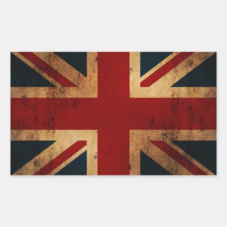 Union Jack (vintage distressed look) Rectangular Sticker | Zazzle