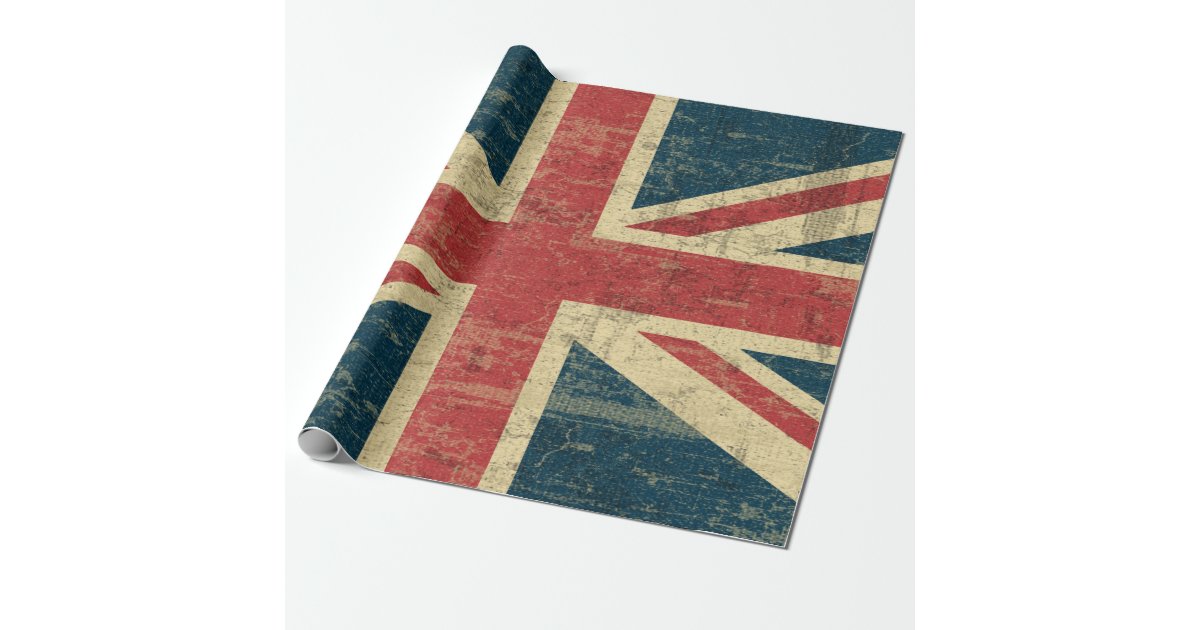 Union Jack Vintage Distressed Wrapping Paper | Zazzle