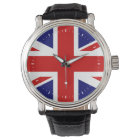 UK Flag Union Jack Custom Leather Strap Watch | Zazzle.com