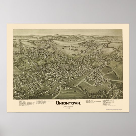 Uniontown, PA Panoramic Map - 1897 Poster | Zazzle.com